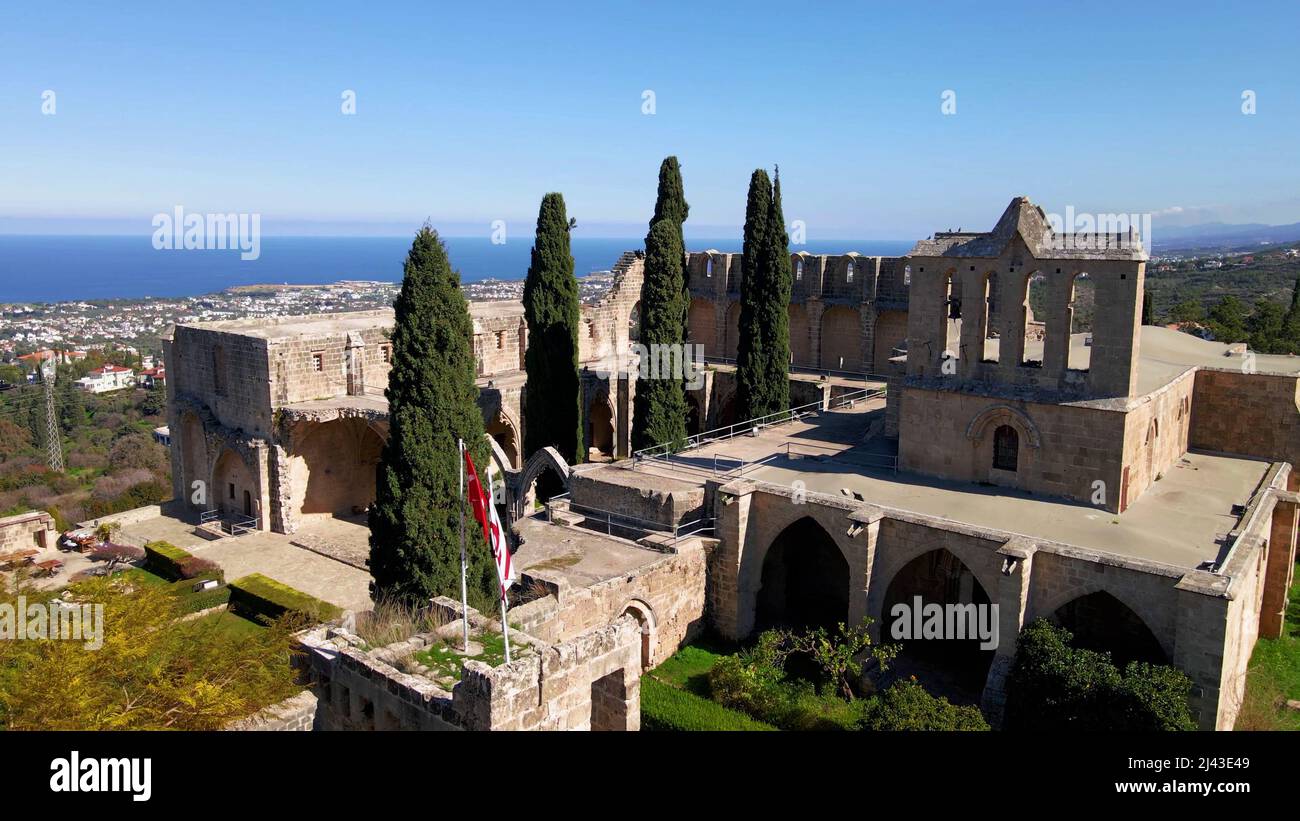 Bellapais Monastery village at the mountain in Kyrenia, North Cyprus ...