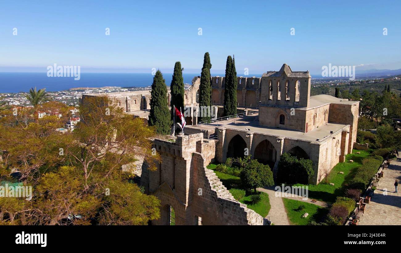 Bellapais Monastery village at the mountain in Kyrenia, North Cyprus ...