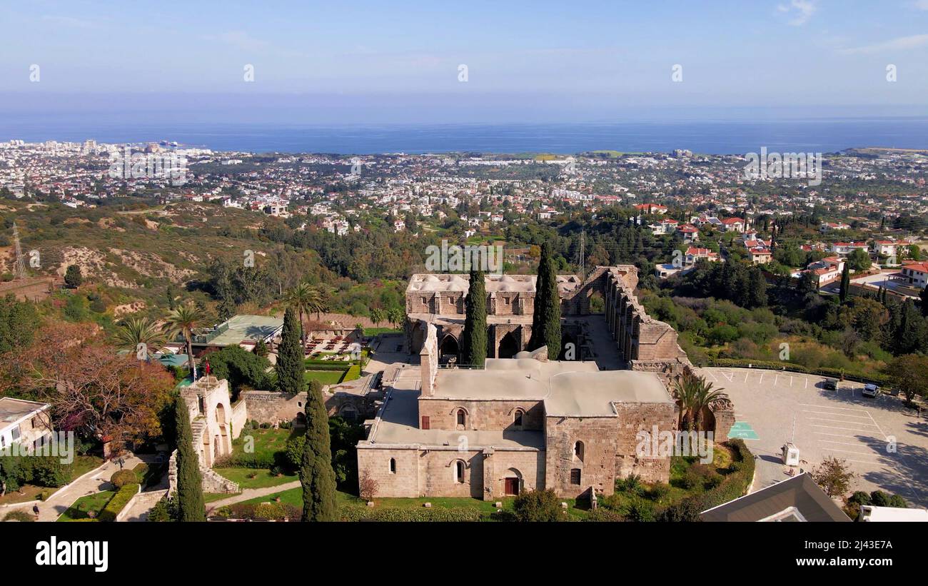 Bellapais Monastery village at the mountain in Kyrenia, North Cyprus ...