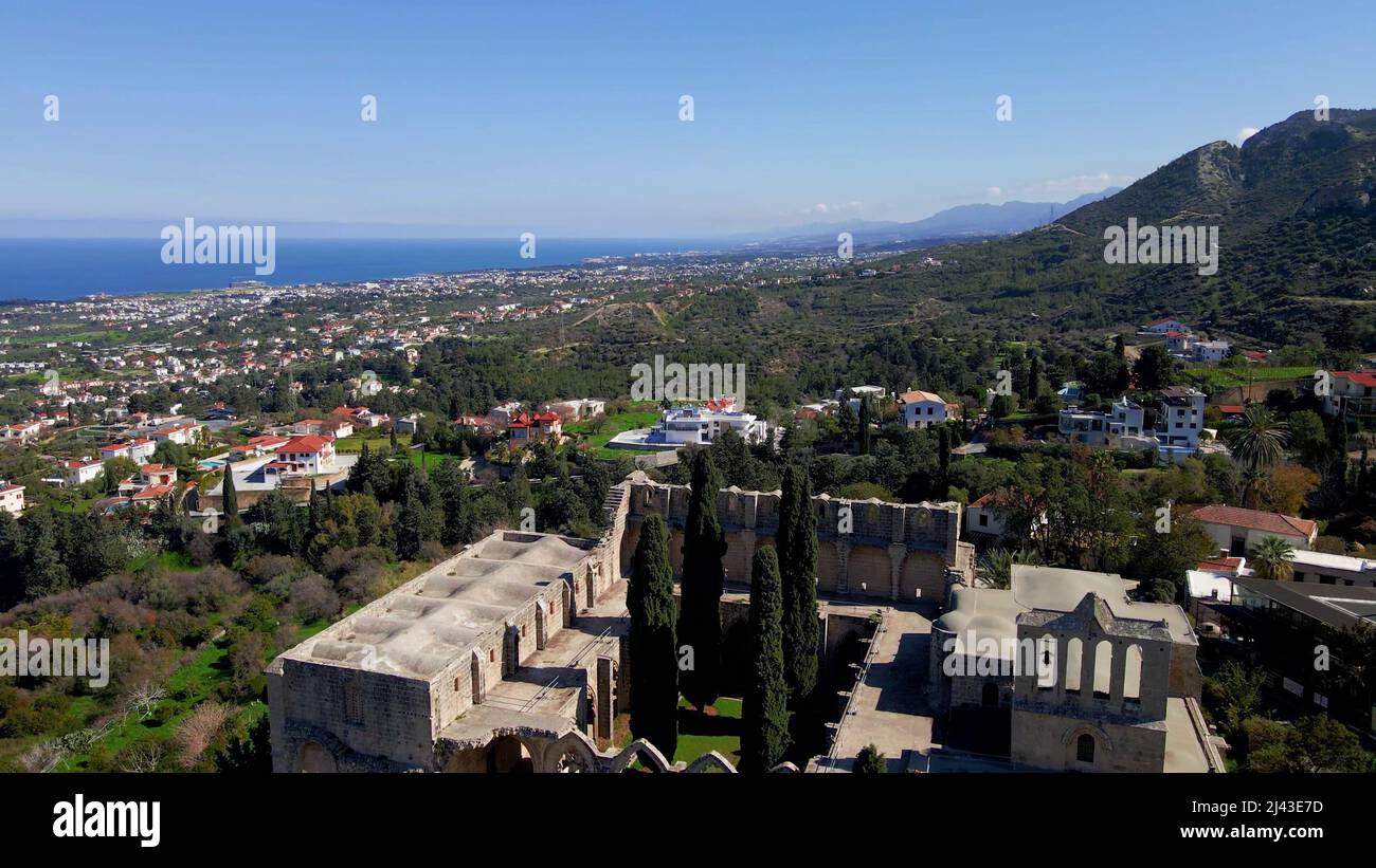 Bellapais Monastery village at the mountain in Kyrenia, North Cyprus ...