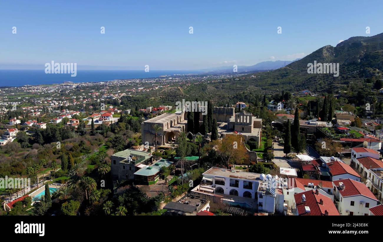Bellapais Monastery village at the mountain in Kyrenia, North Cyprus ...