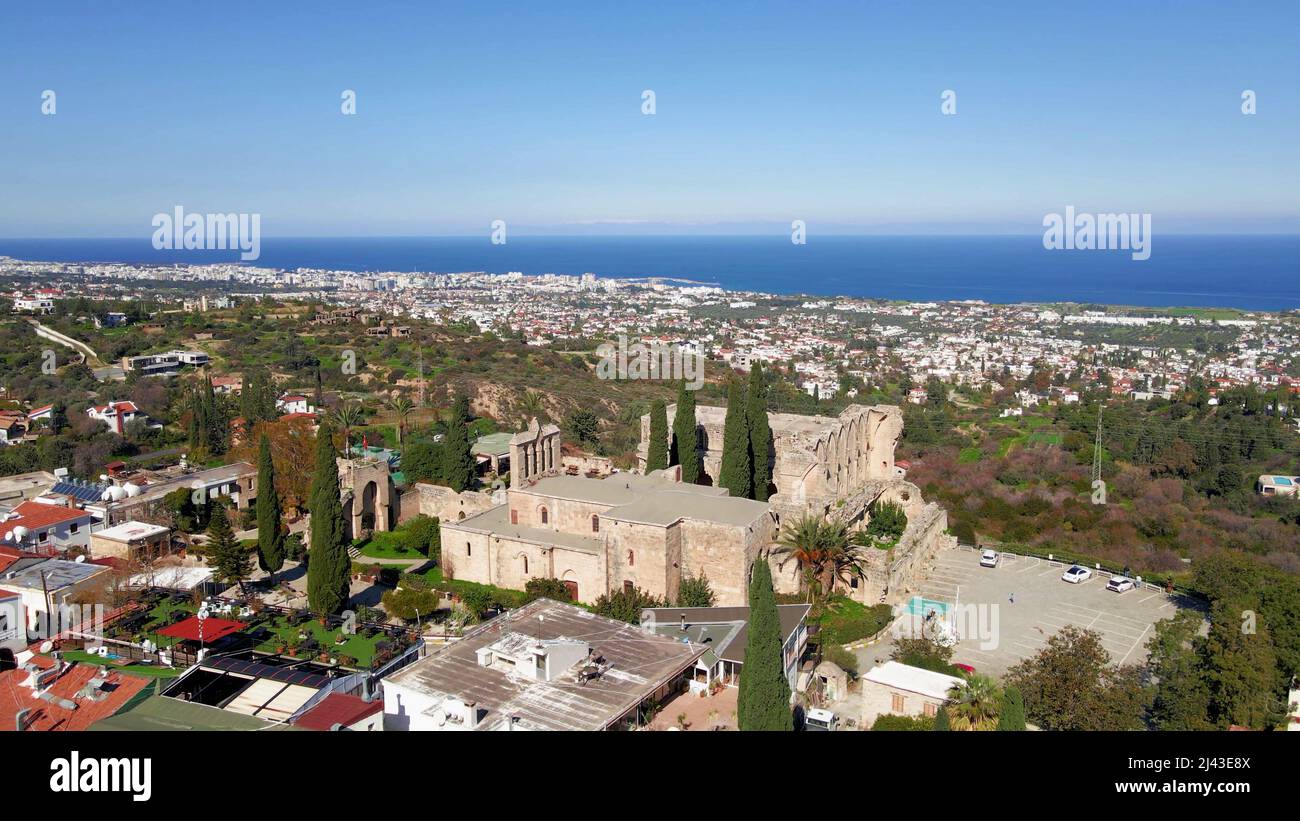 Bellapais Monastery village at the mountain in Kyrenia, North Cyprus ...