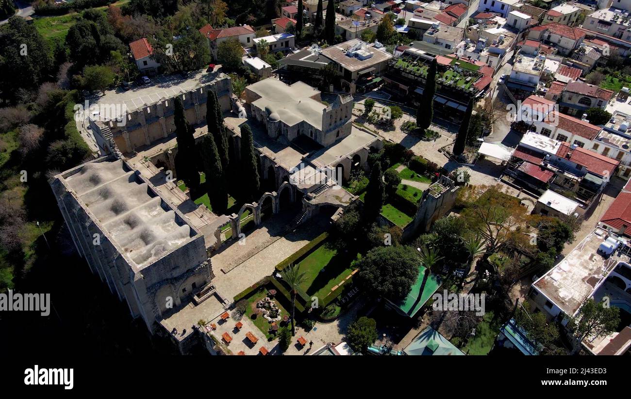 Bellapais Monastery village at the mountain in Kyrenia, North Cyprus ...