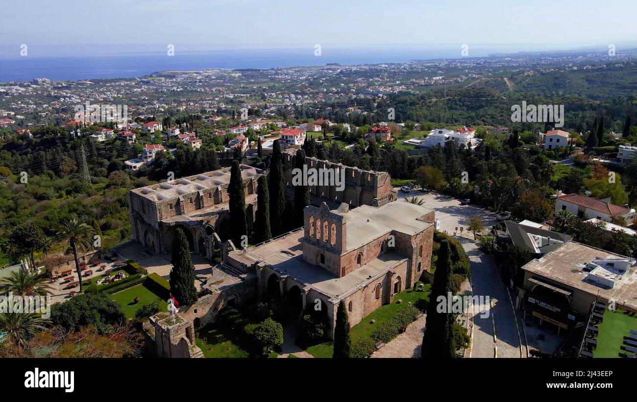 Bellapais Monastery village at the mountain in Kyrenia, North Cyprus ...