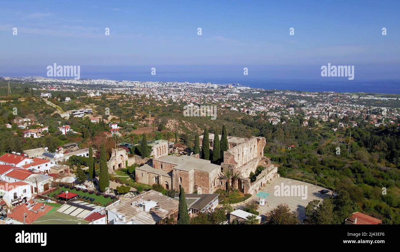 Bellapais Monastery village at the mountain in Kyrenia, North Cyprus ...