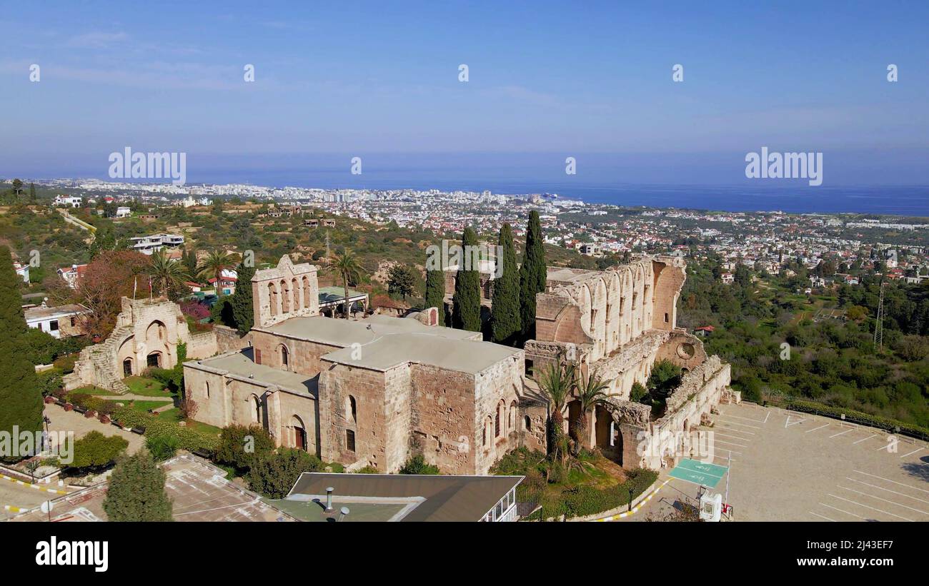 Bellapais Monastery village at the mountain in Kyrenia, North Cyprus ...