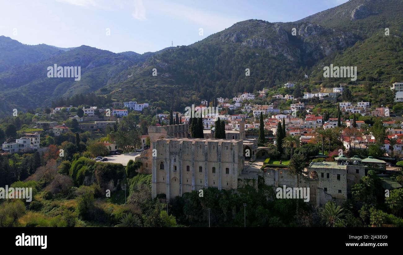 Bellapais Monastery village at the mountain in Kyrenia, North Cyprus ...
