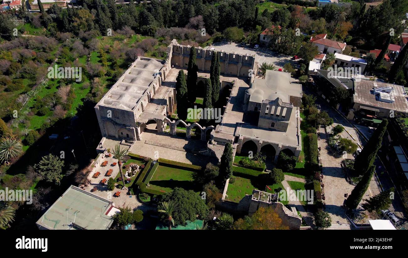 Bellapais Monastery village at the mountain in Kyrenia, North Cyprus ...