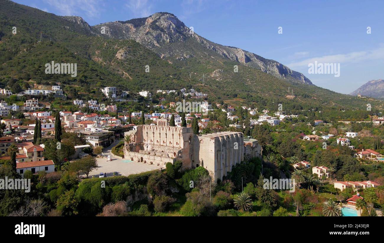 Bellapais Monastery village at the mountain in Kyrenia, North Cyprus ...