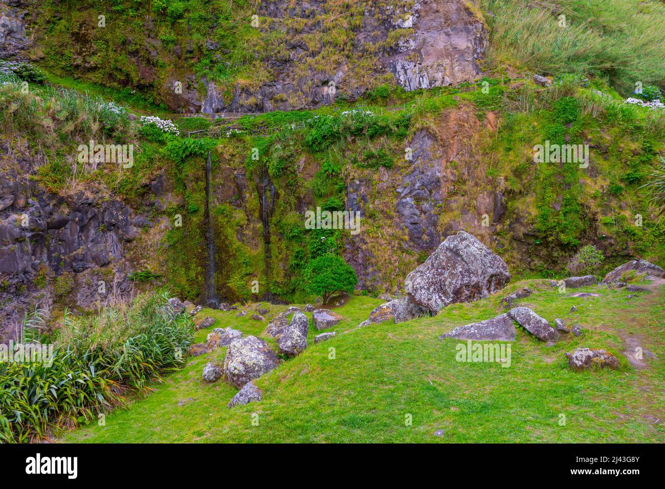Waterfall near poco azul at Sao Miguel island in Portugal Stock Photo ...