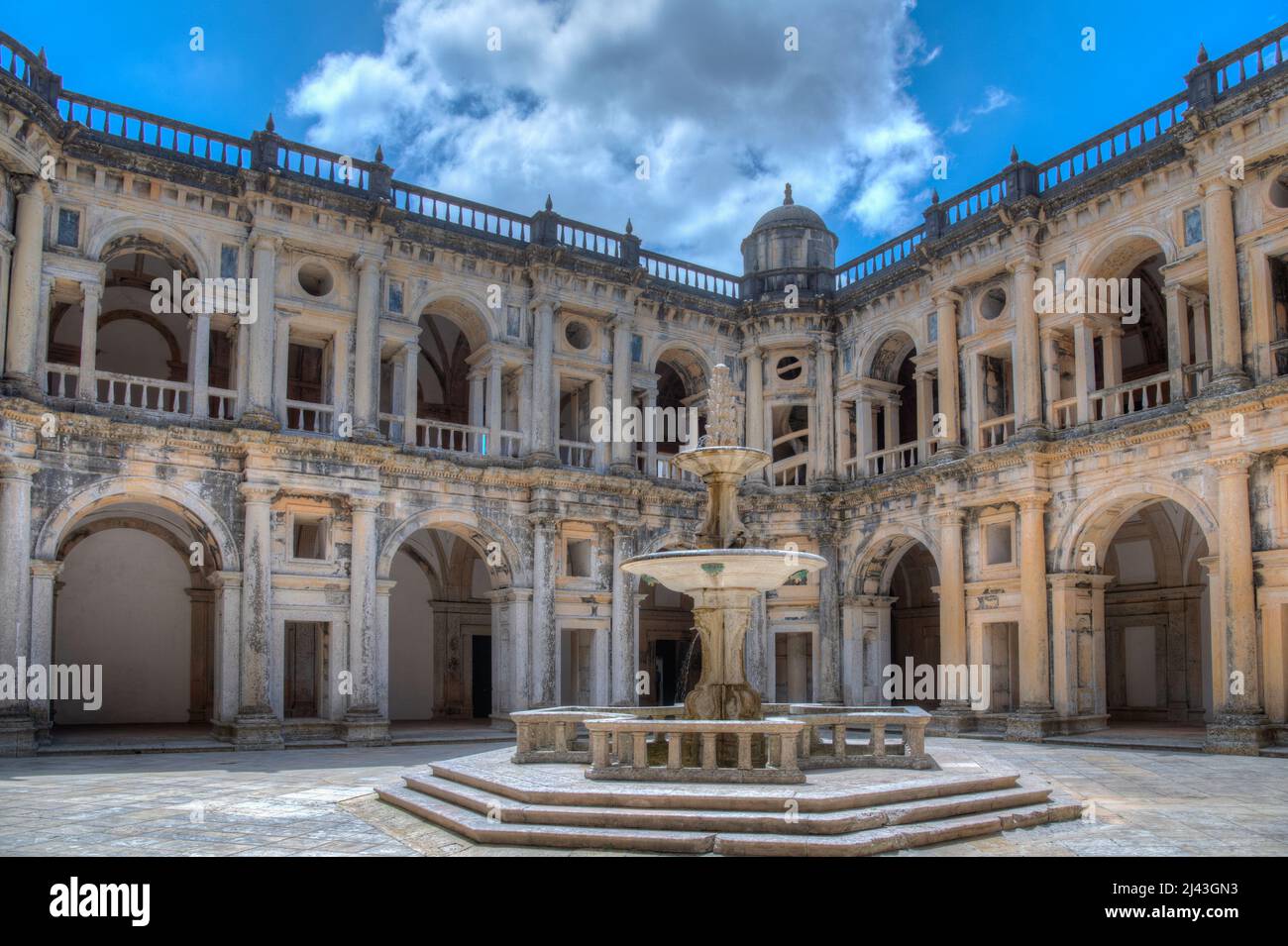 Cloister inside of the convent of Christ in Tomar, Portugal Stock Photo ...