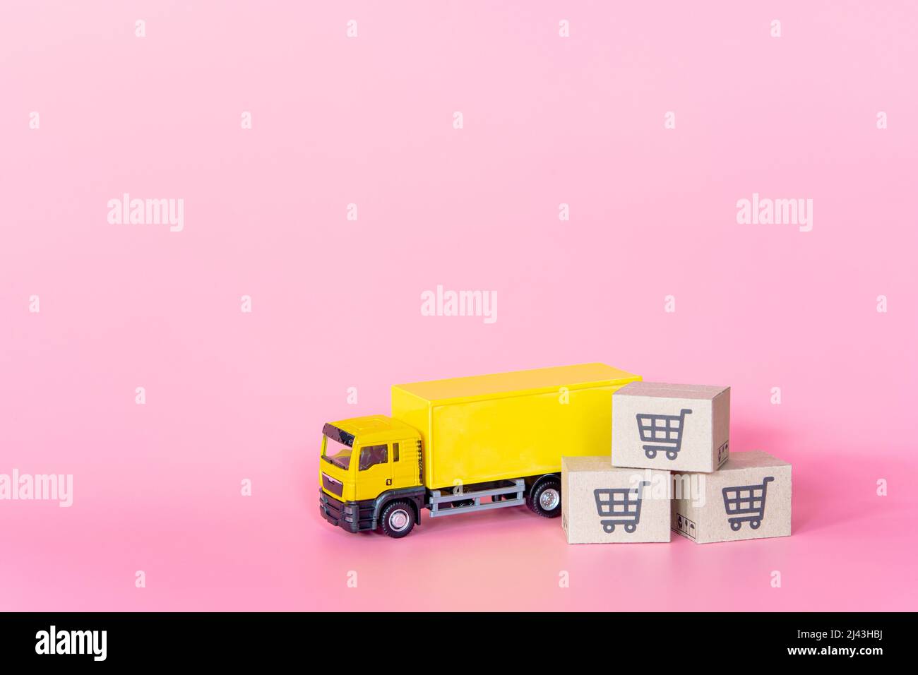 Logistics, and delivery service - Cargo truck and paper cartons or ...