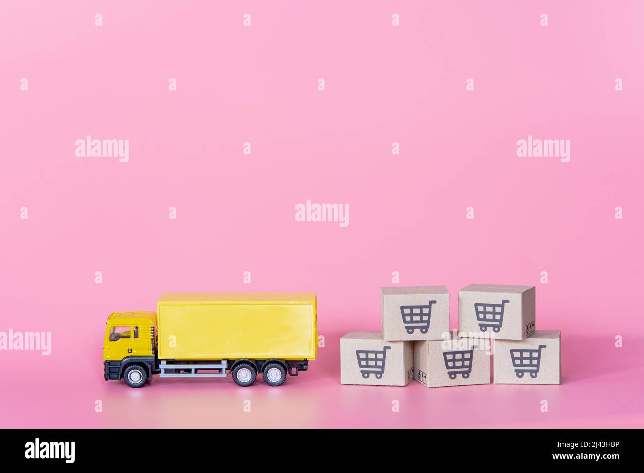 Logistics, and delivery service - Cargo truck and paper cartons or ...