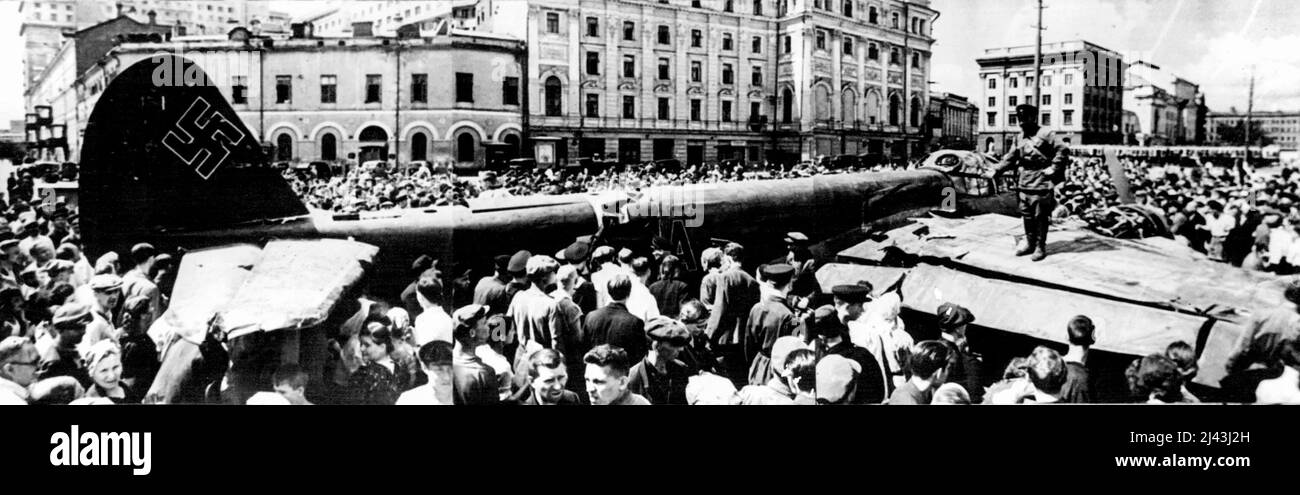 Soviet War News A Nazi bomber which was shot down in a raid on Moscow ...