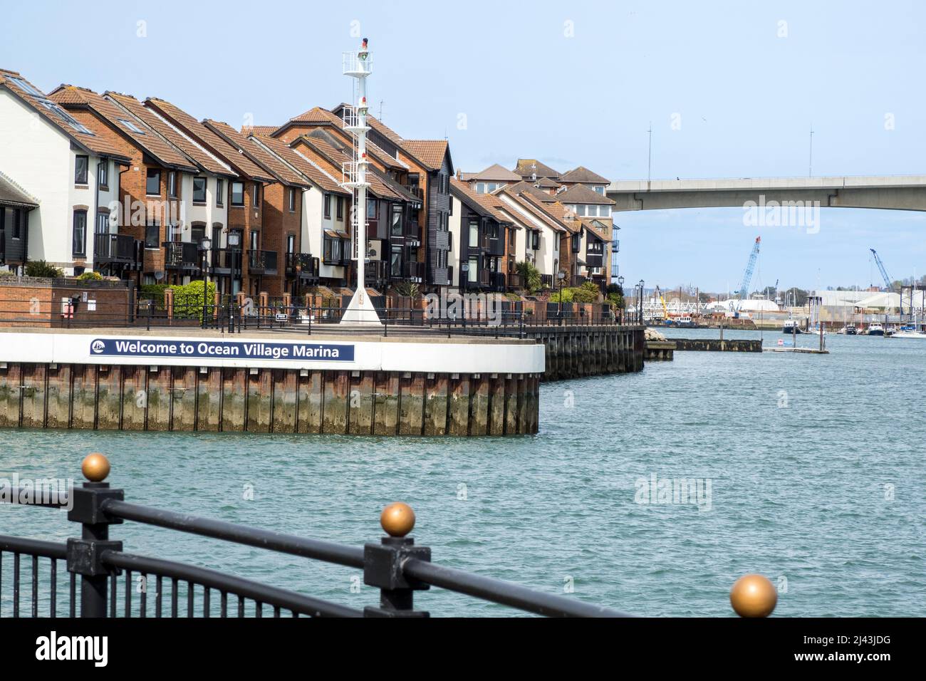 UK, England, Hampshire. Ocean Village Marina entrance in Southampton ...