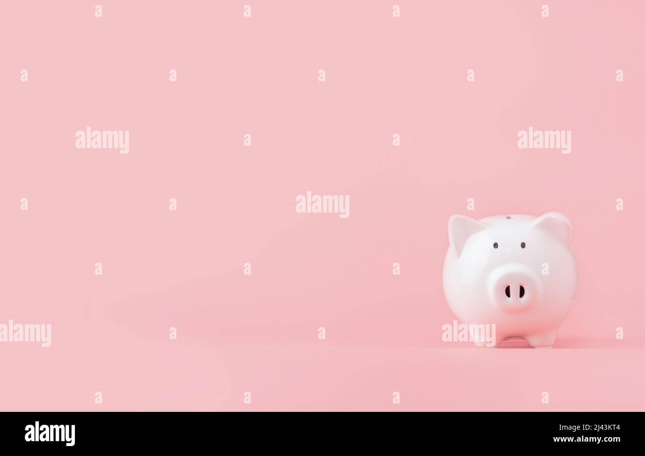 Money saving and investment concept. Piggy bank on pink background with ...