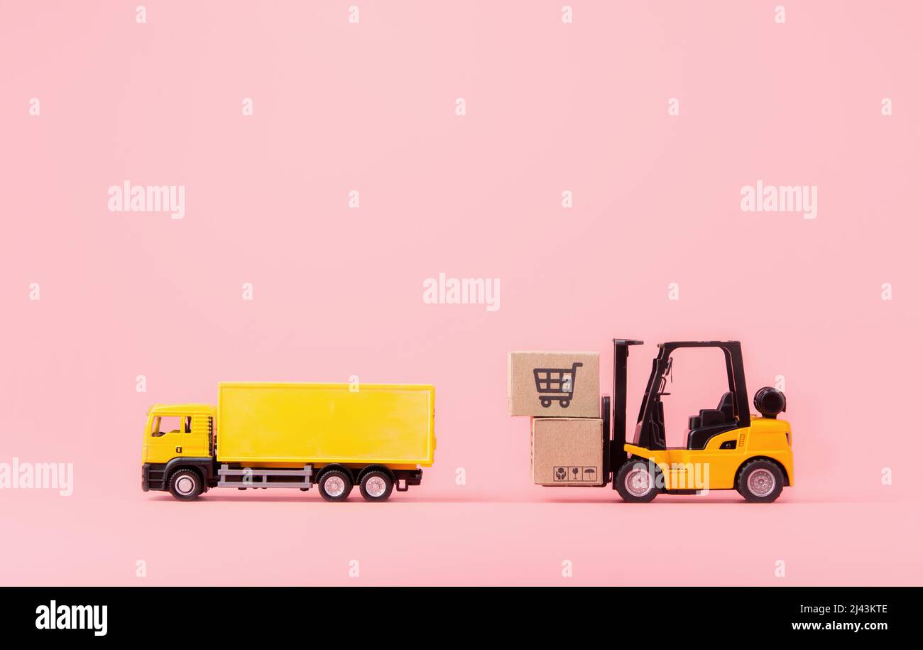 Logistics, and delivery service - Cargo truck, Forklift and paper ...