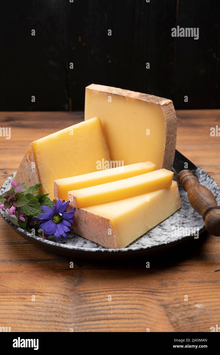 French cheese collection, comte cheese made from unpasteurized cow's ...