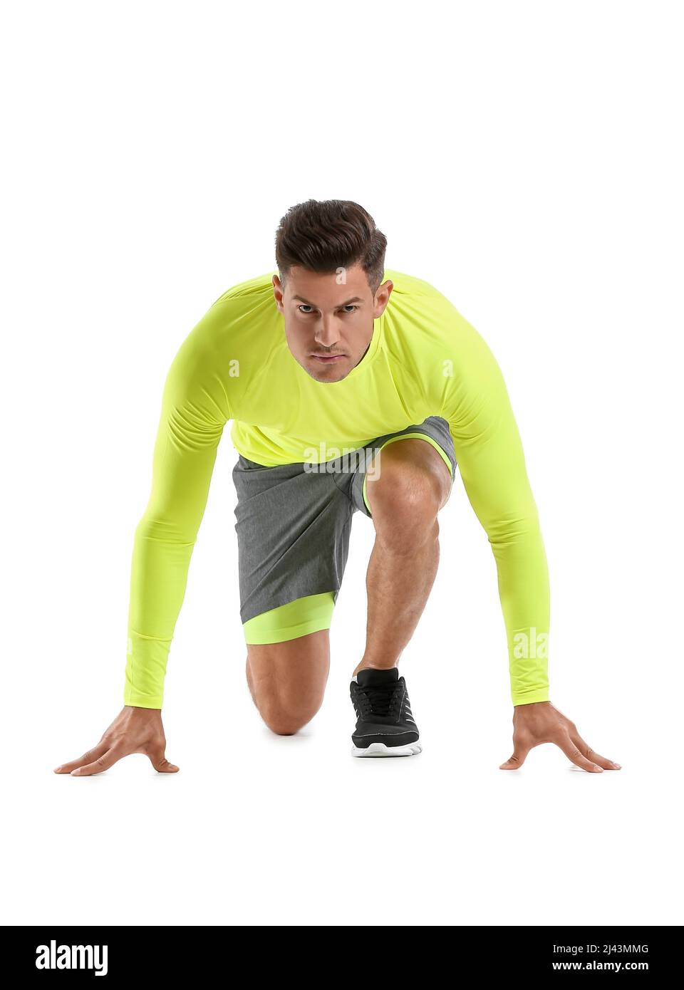 Portrait caucasian male runner training Cut Out Stock Images & Pictures ...