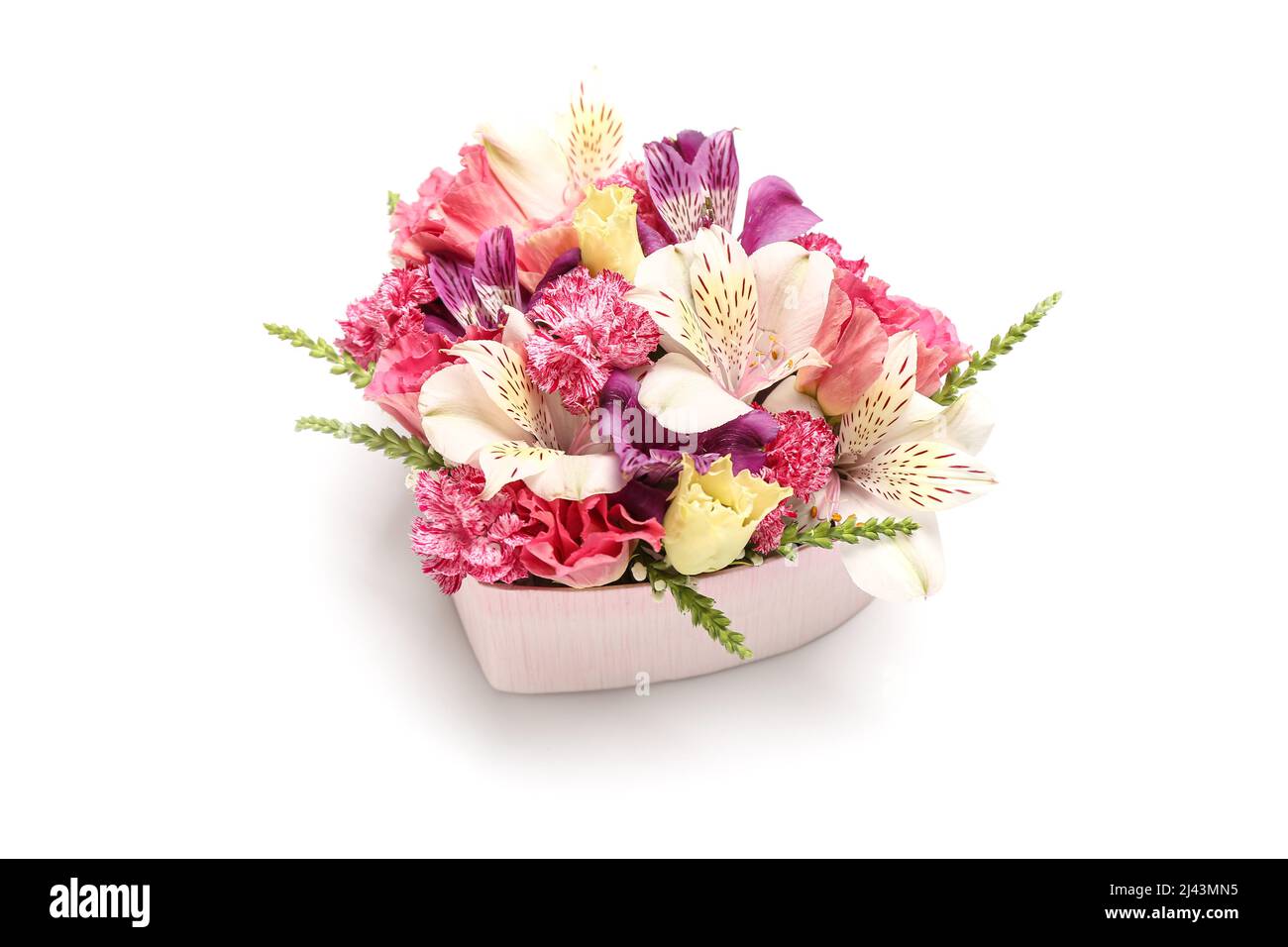 Composition with different flowers isolated on white background Stock ...