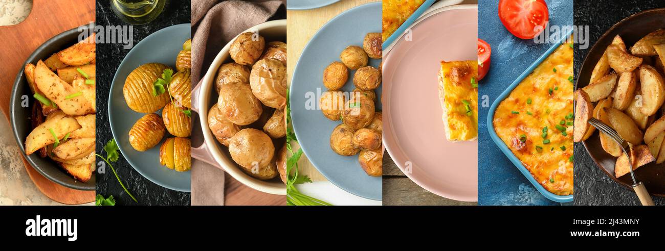 Collage with different dishes from baked potato Stock Photo - Alamy