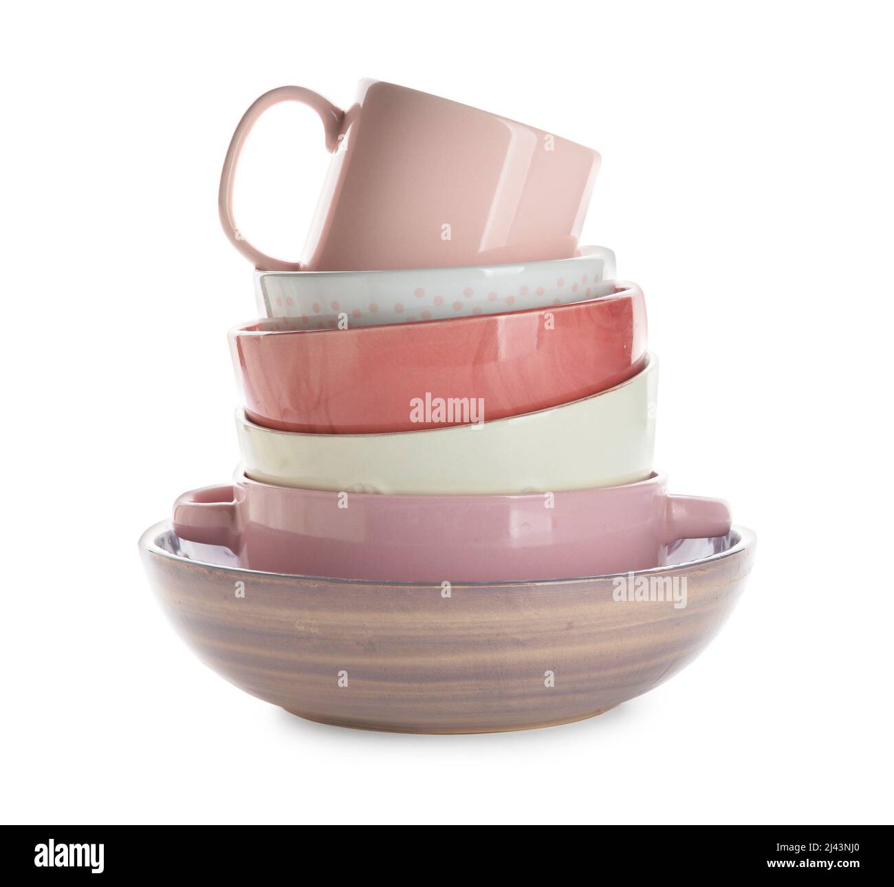 Set of stylish dinnerware on white background Stock Photo - Alamy