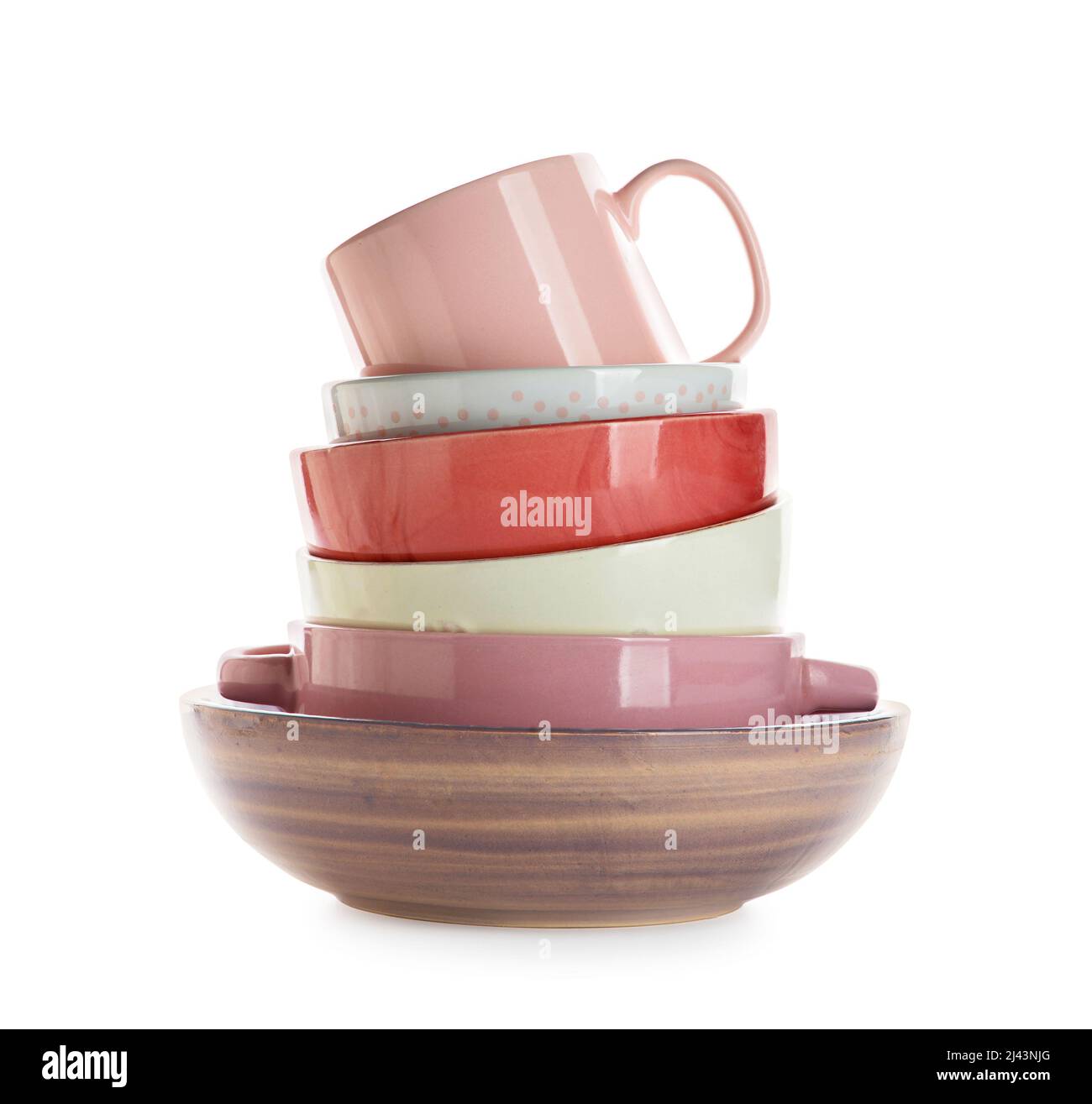 Set of stylish dinnerware on white background Stock Photo - Alamy