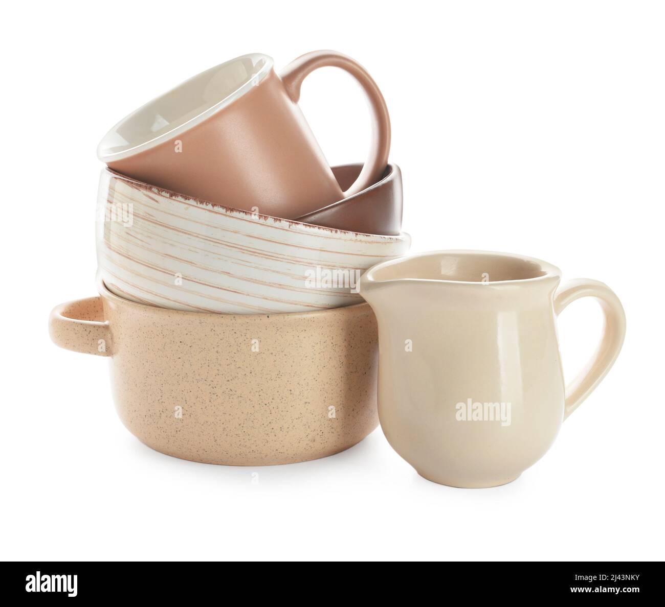 Set of stylish dinnerware on white background Stock Photo - Alamy