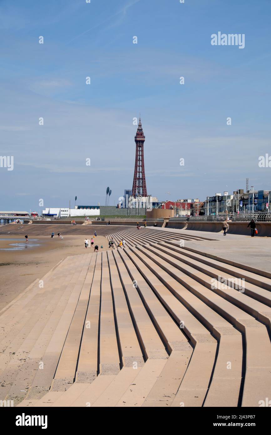 Sweeping Curves Of Steps with Blackpool Tower In The Distance On The ...