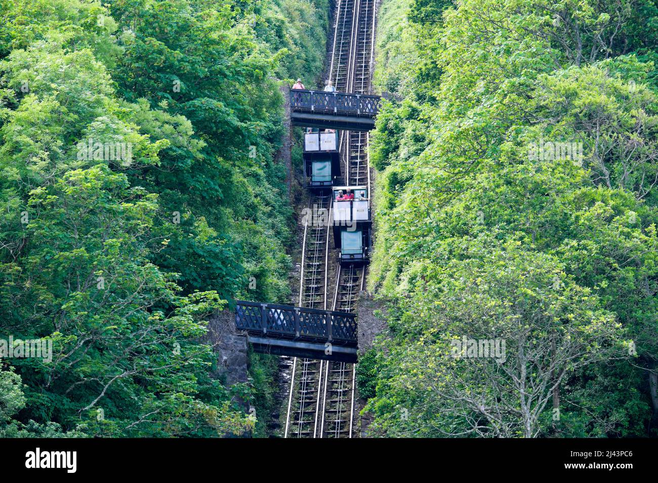 Lynton and Lynmouth Cliff Railway In North Devon England UK is the only ...