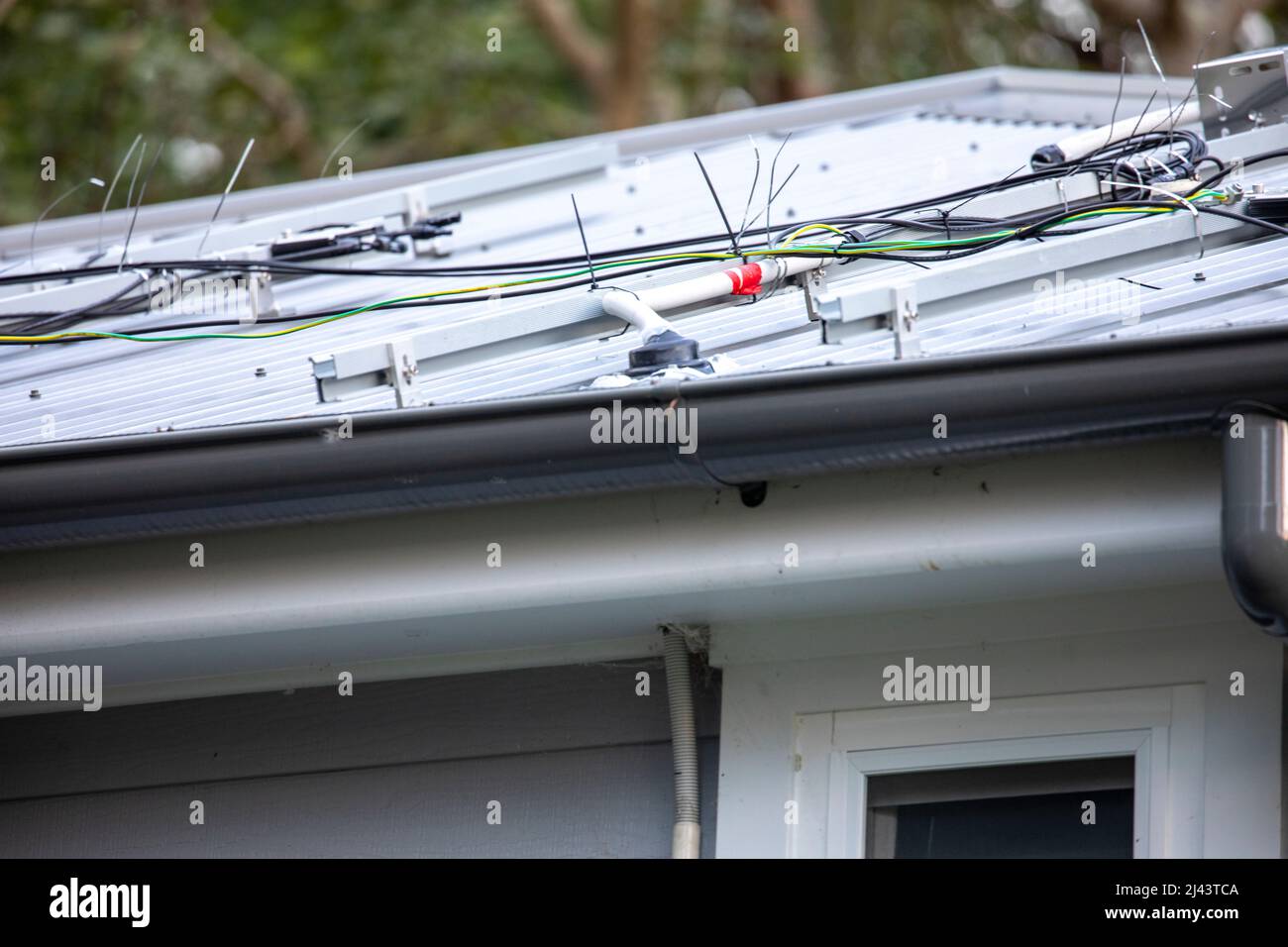Cabling and frame installed on a residential roof in Sydney , ready for ...