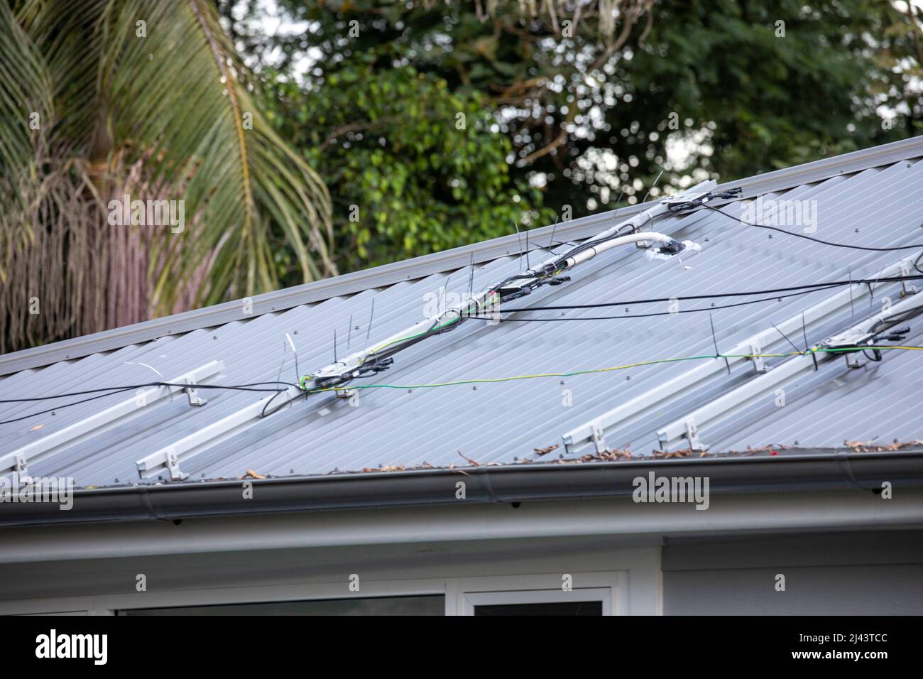 Cabling and frame installed on a residential roof in Sydney , ready for ...