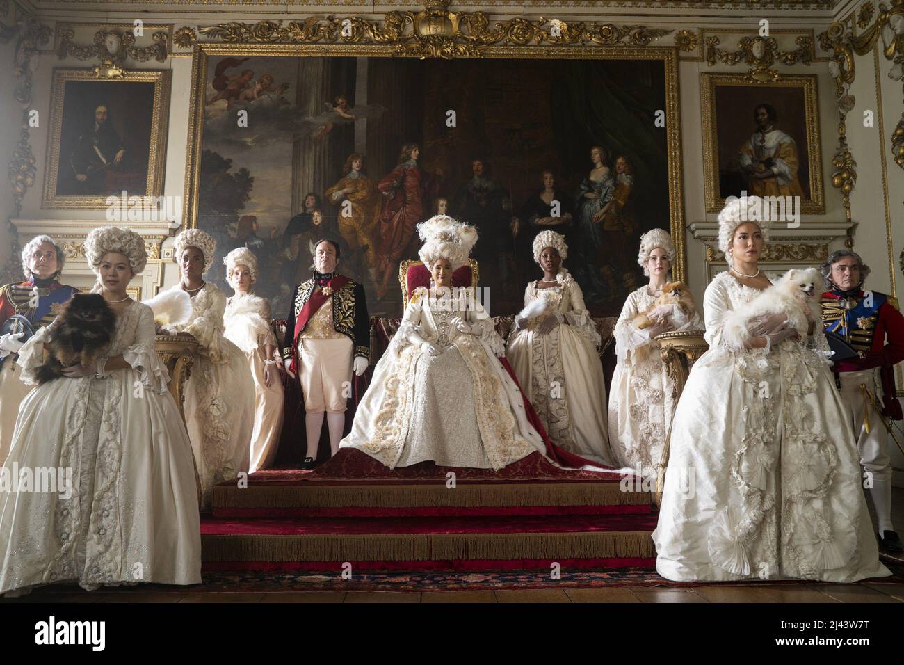 BRIDGERTON, center 2 from left: Hugh Sachs, Golda Rosheuvel, Capital R ...