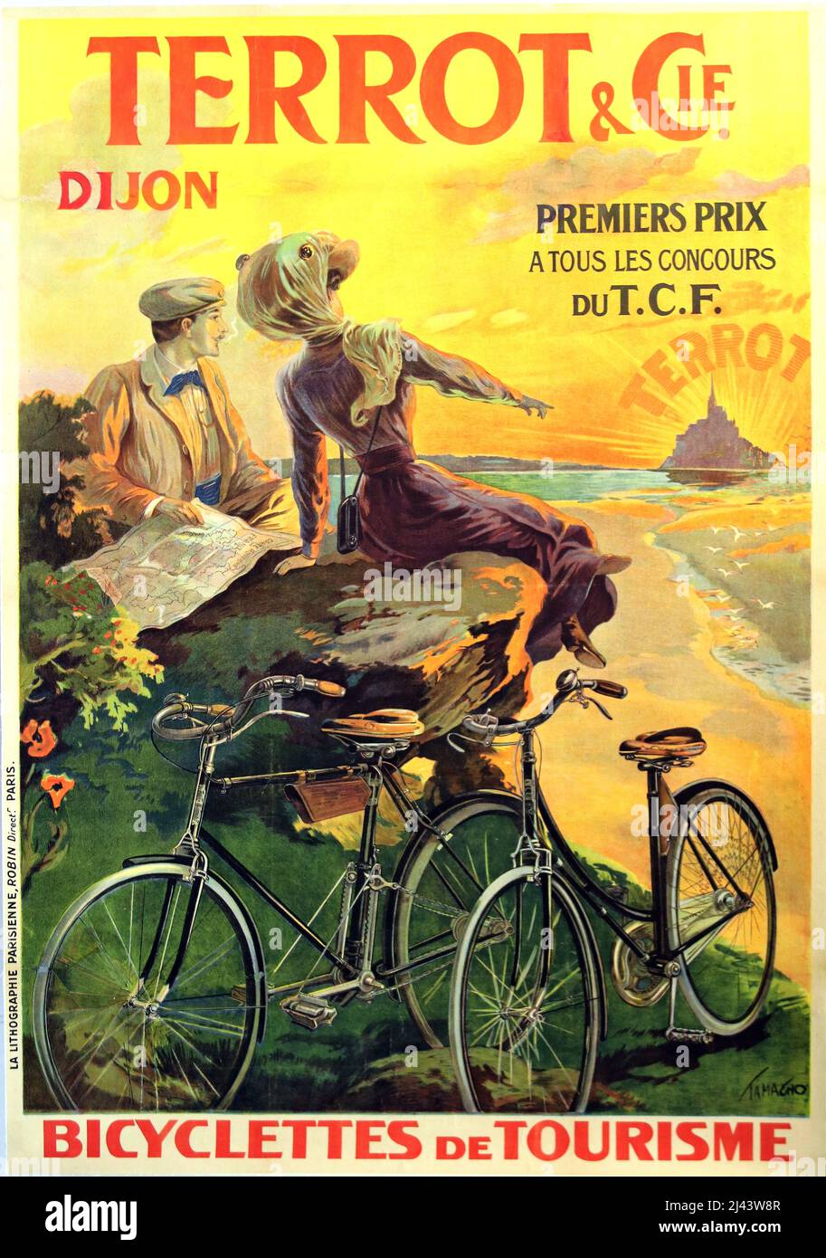 Vintage french bicycle poster - Terrot, Dijon Stock Photo - Alamy