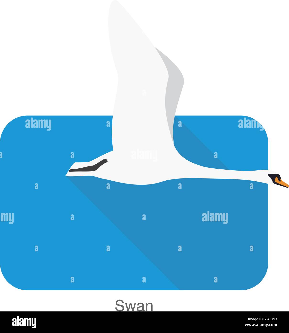 Mute swan flat icon design, cartoon vector illustration Stock Vector ...