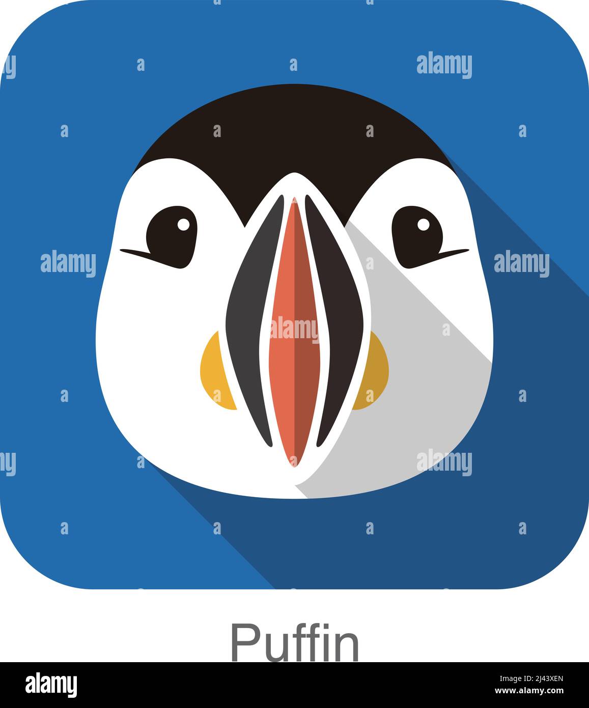cute cartoon puffin bird head flat icon, vector illustration Stock ...