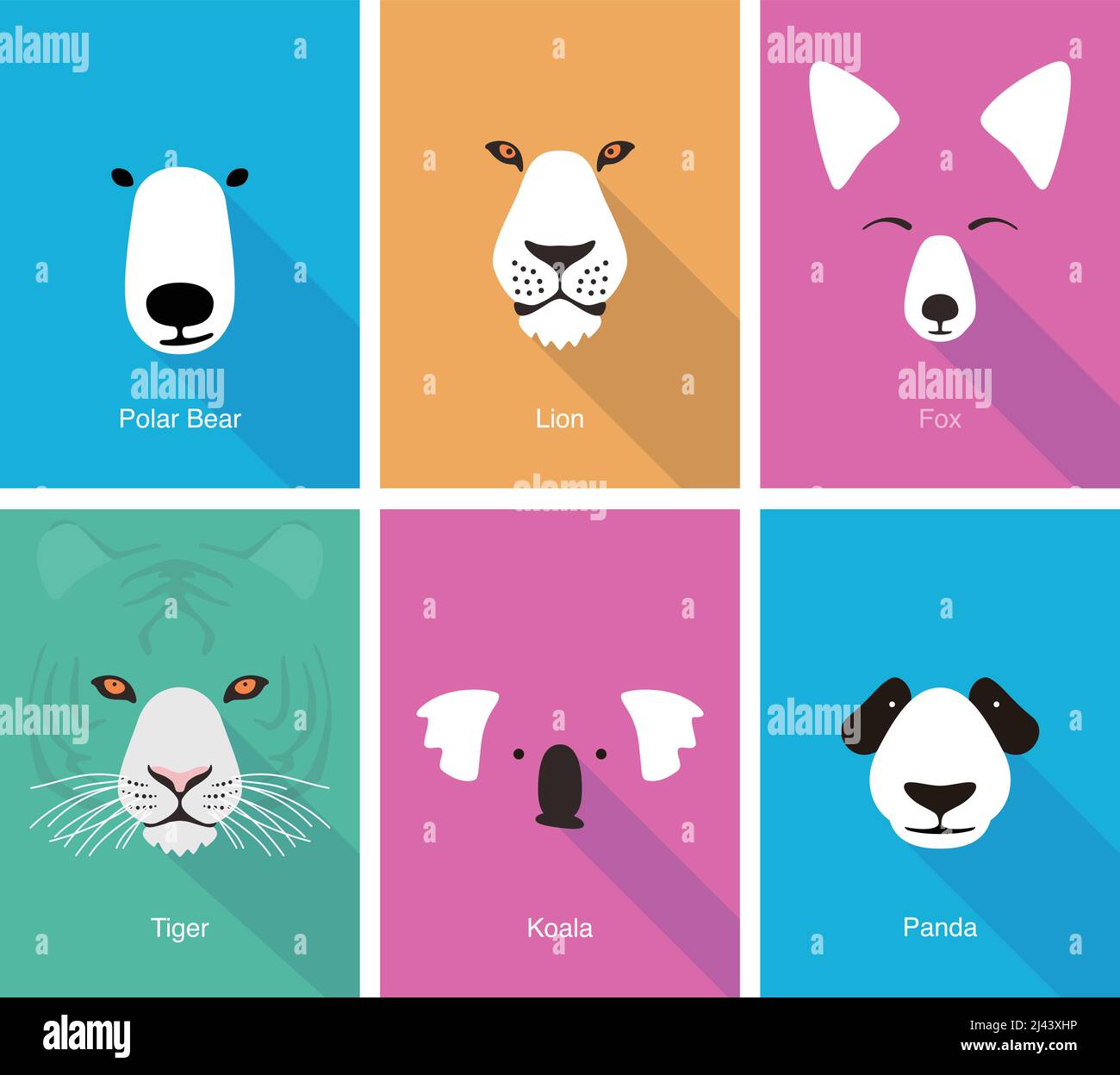 animal cartoon face, flat face icon, vector illustration Stock Vector ...