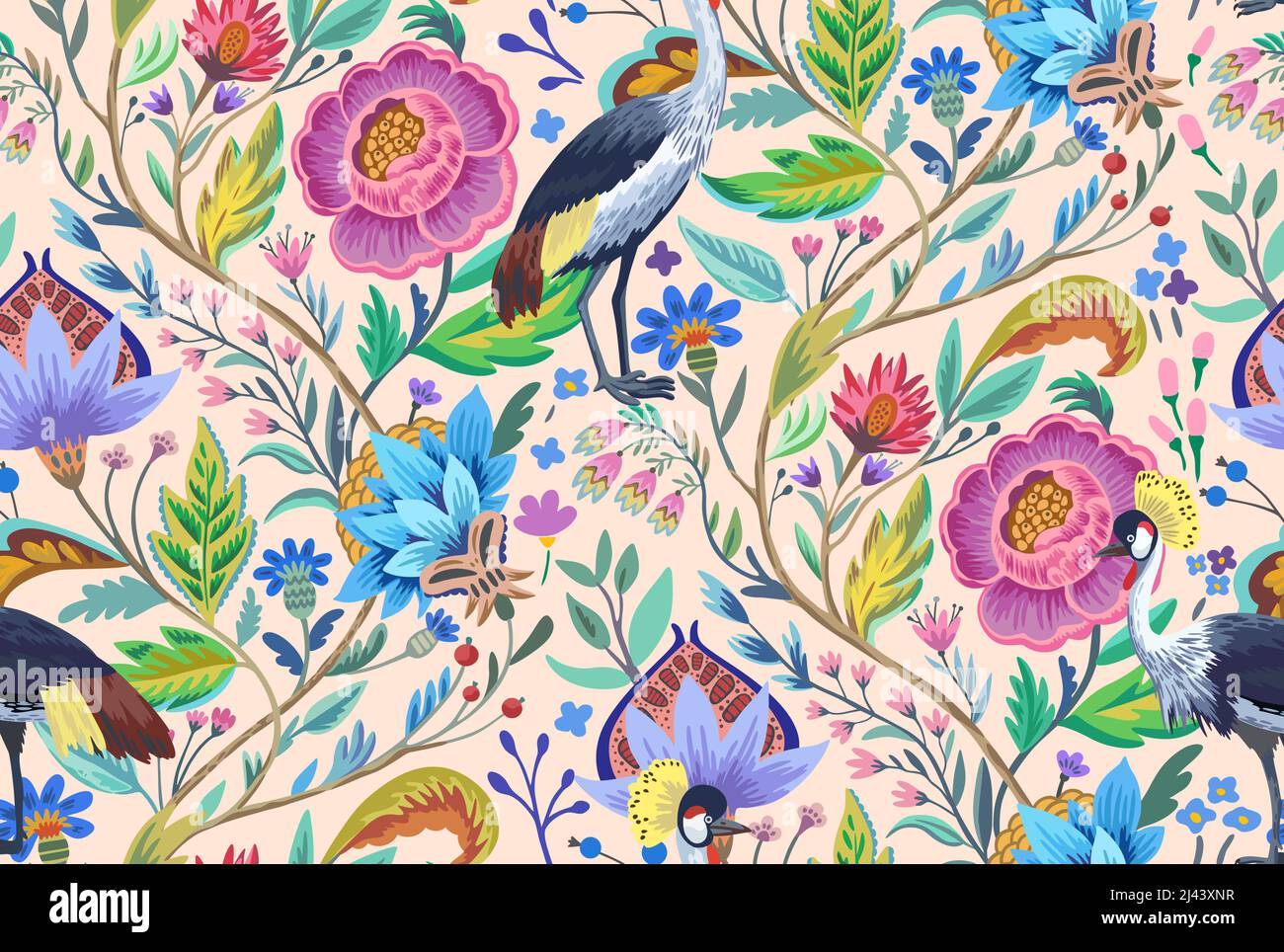 Vintage floral ornamental pattern in victorian style for decor ...