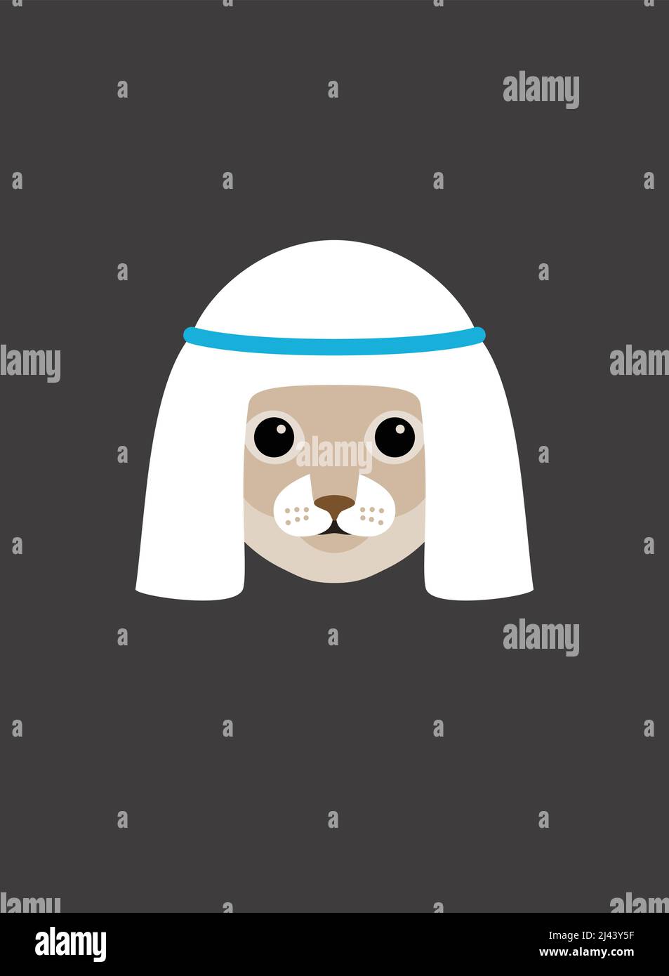 Portrait of cat, wearing traditional Arabic or muslim hat, like Arabian ...