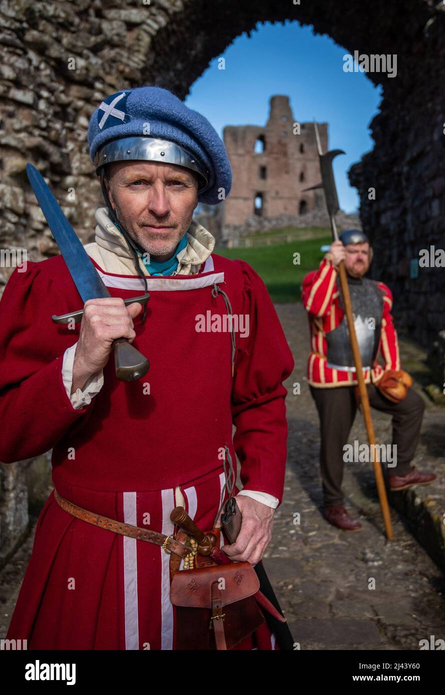 Reenactors in period costume from the time of the Battle of Flodden in ...