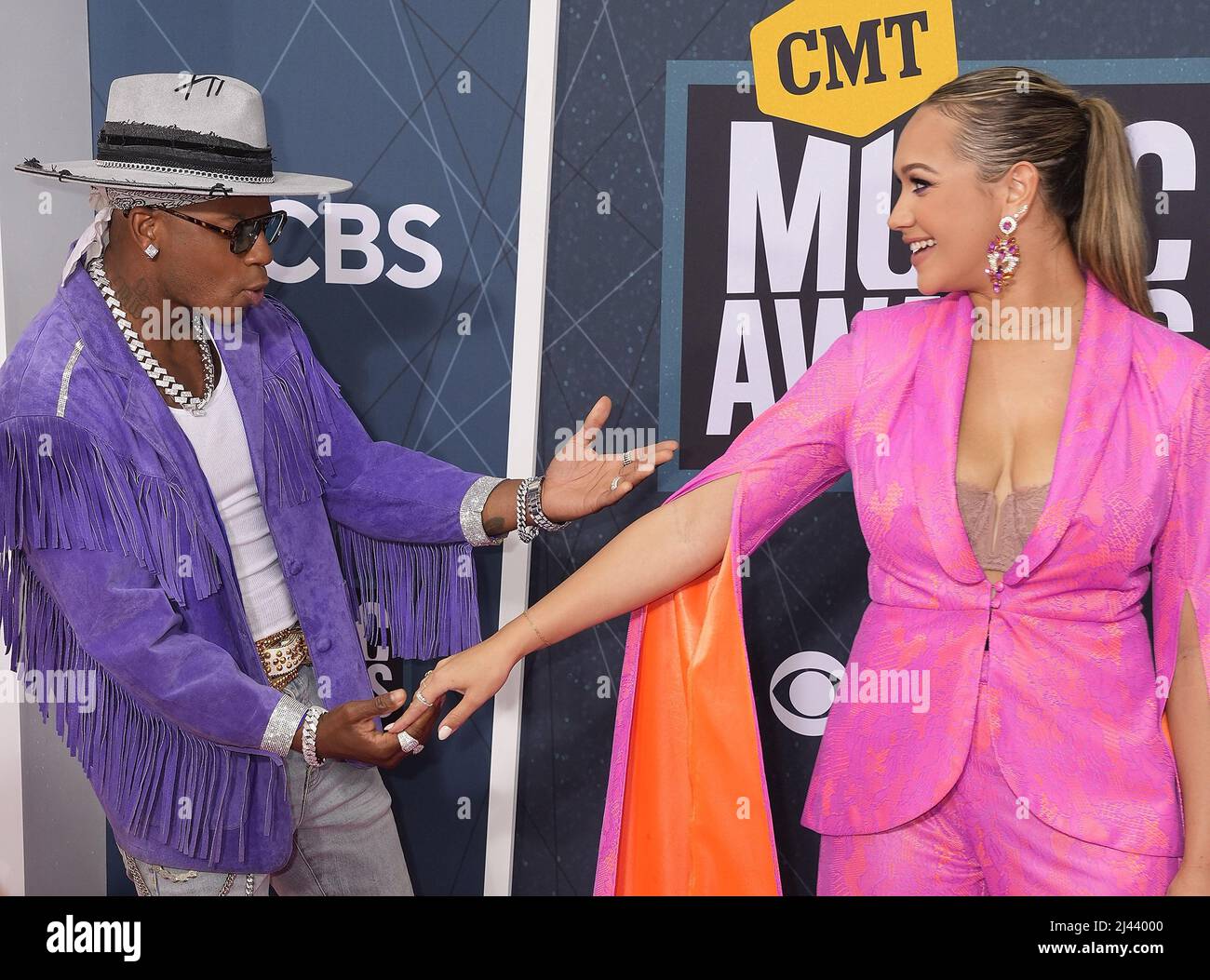 Jimmie Allen, Alexis Gale attend the 2022 CMT Music Awards at Nashville ...