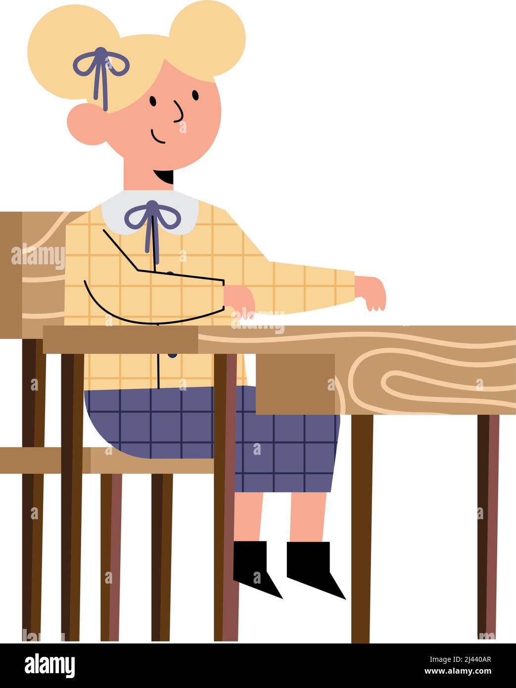 blond student girl in desk character Stock Vector Image & Art - Alamy