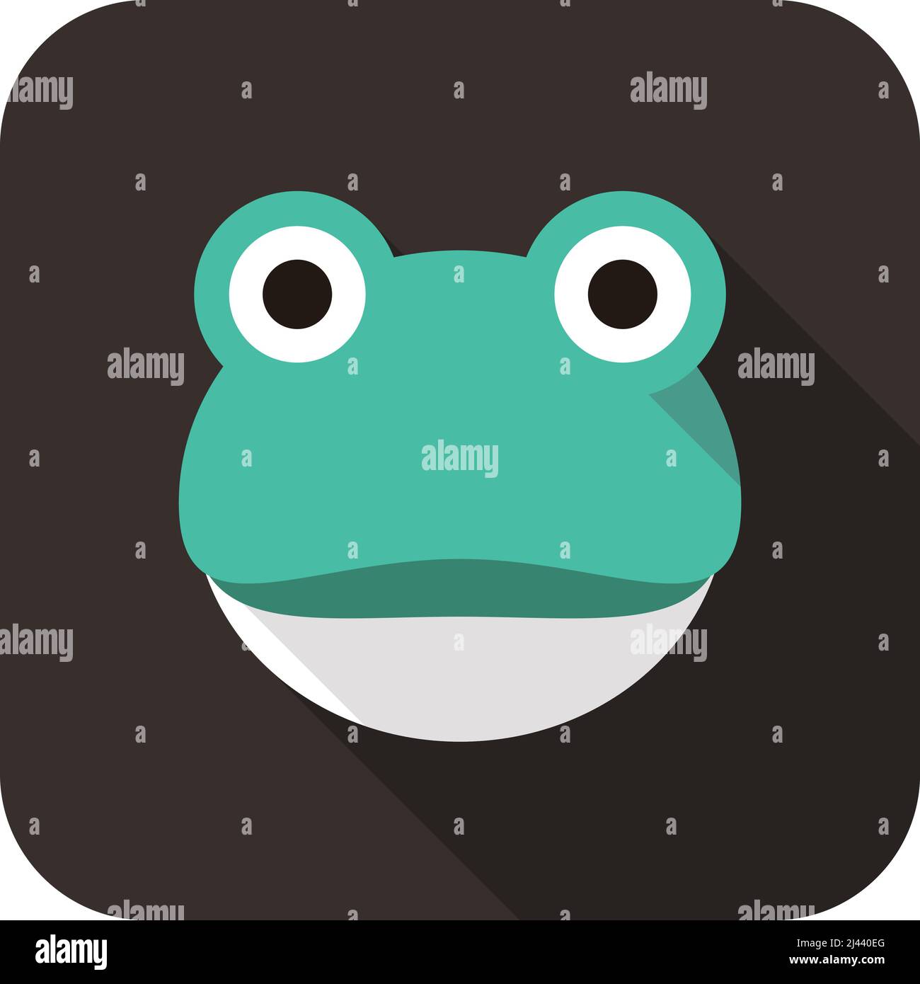 Frog face flat icon design. Animal icons series, vector illustration ...