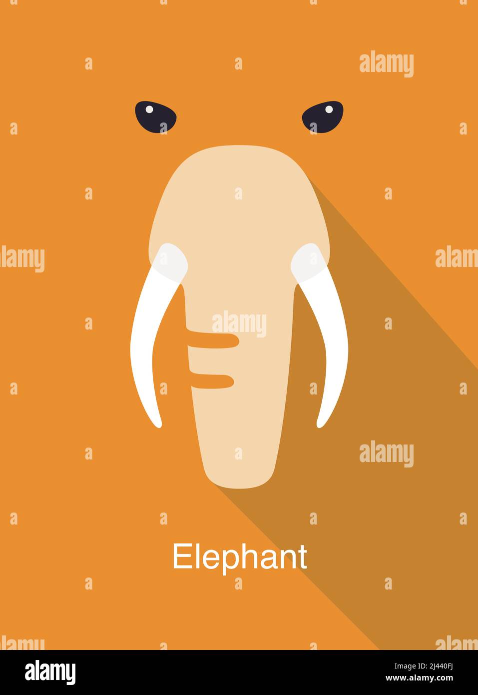 Elephant face flat icon design. Animal icons series, vector ...