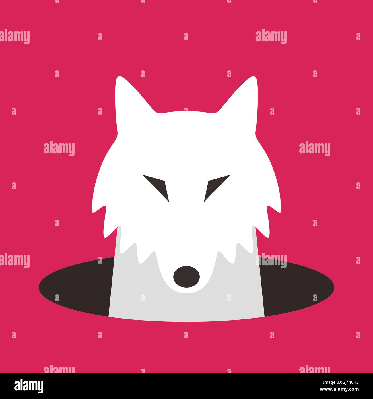 Wolf come out of the hole, watching vector illustration Stock Vector ...