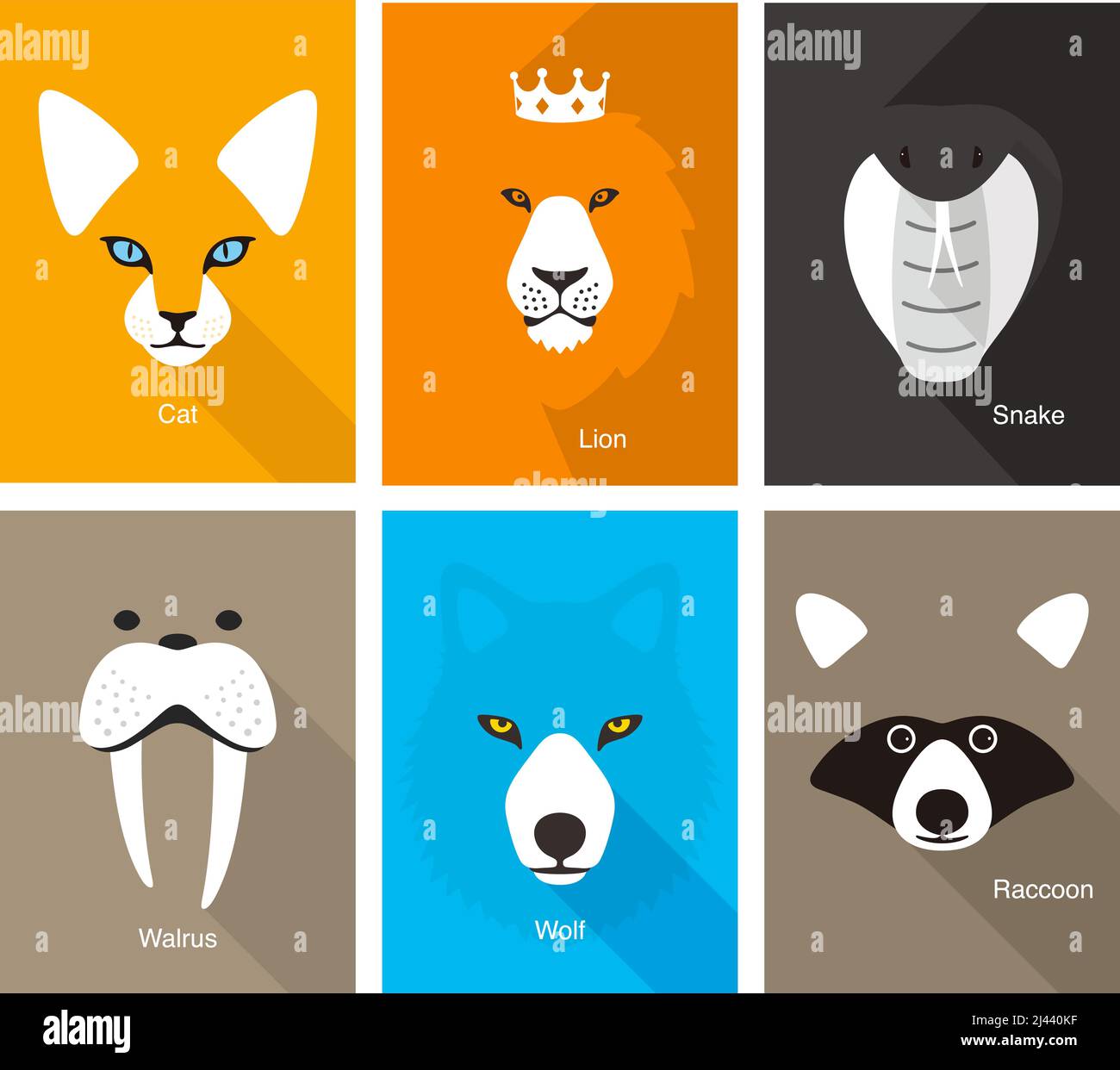 Simple animal portrait, flat vector illustration Stock Vector Image ...