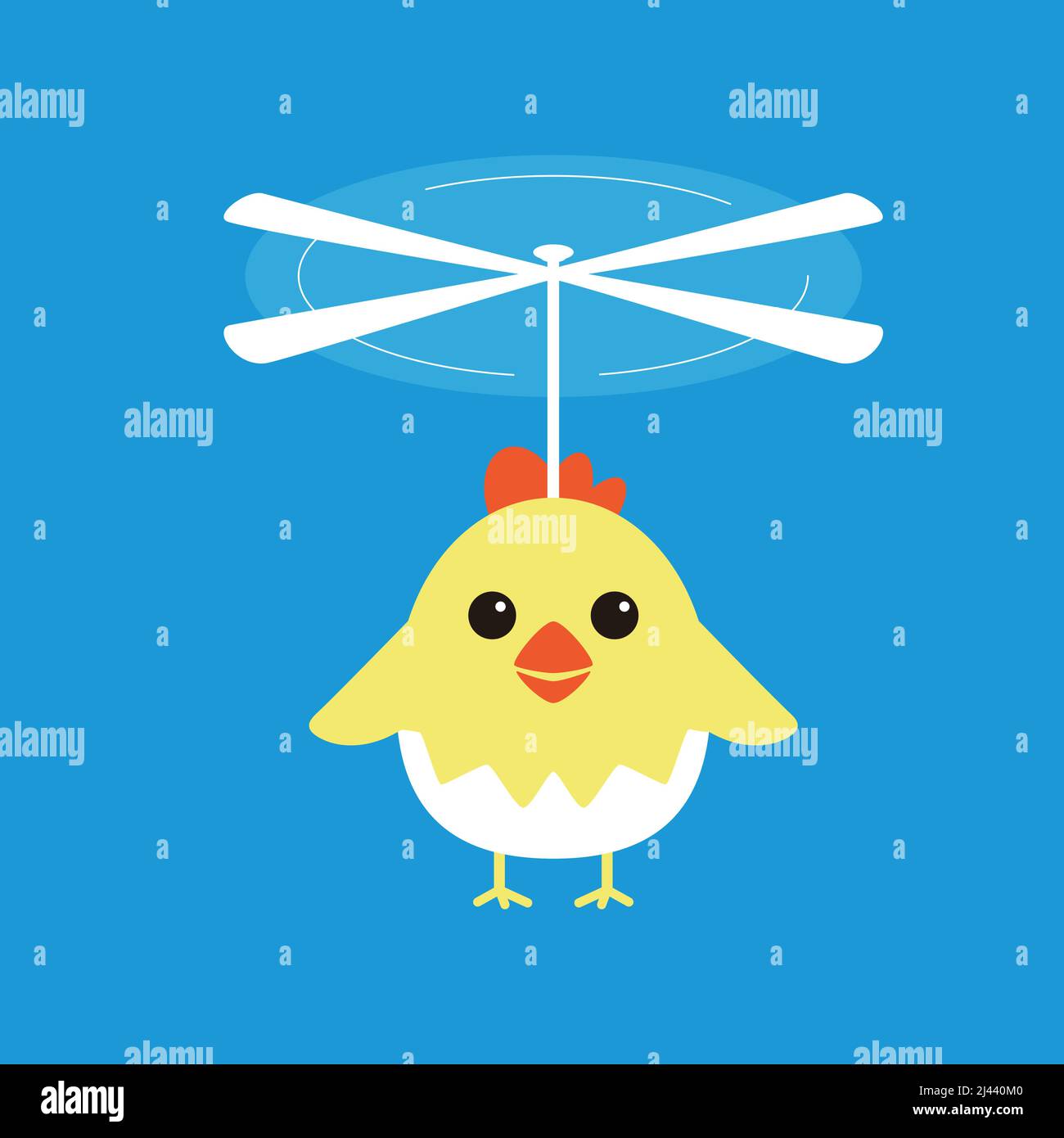 Helicopter propeller on the head of a little bird, means accelerating ...