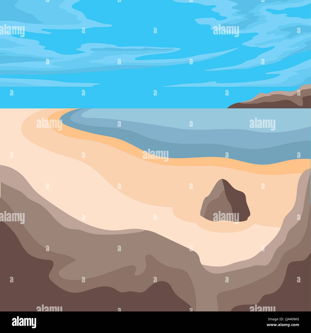 beach and ocean landscape scene Stock Vector Image & Art - Alamy