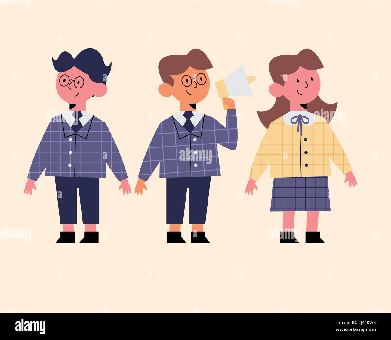 Three school students together Stock Vector Images - Alamy