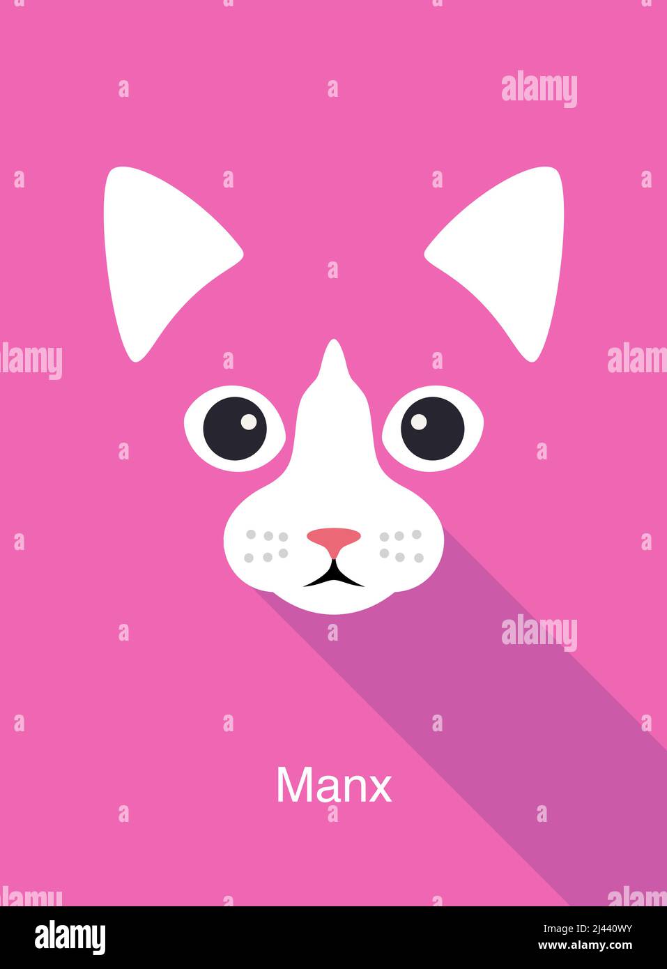 Cat cartoon face, flat animal face icon, vector illustration Stock ...